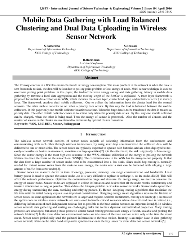 (PDF) Mobile Data Gathering with Load Balanced Clustering and Dual Data Uploading in Wireless ...