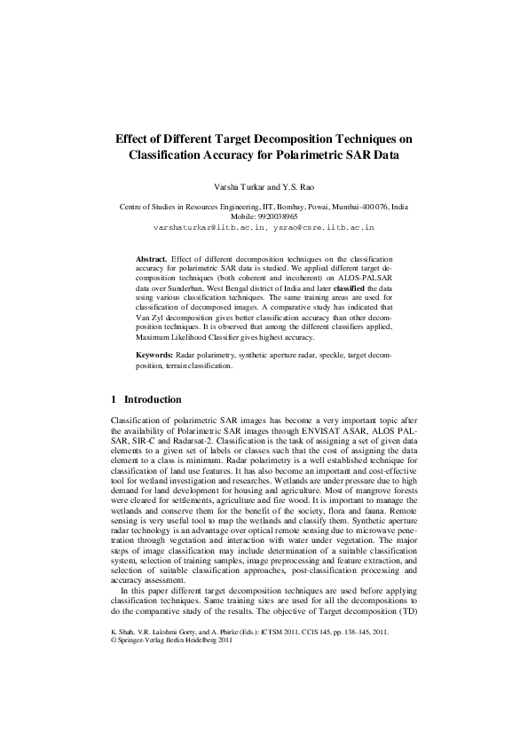 (PDF) Effect of Different Target Decomposition Techniques on ...