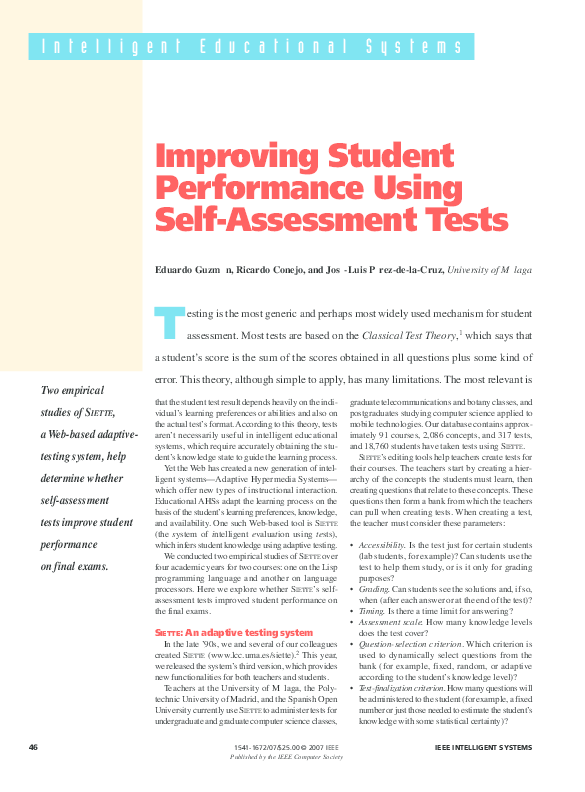 (PDF) Improving student performance using self-assessment tests