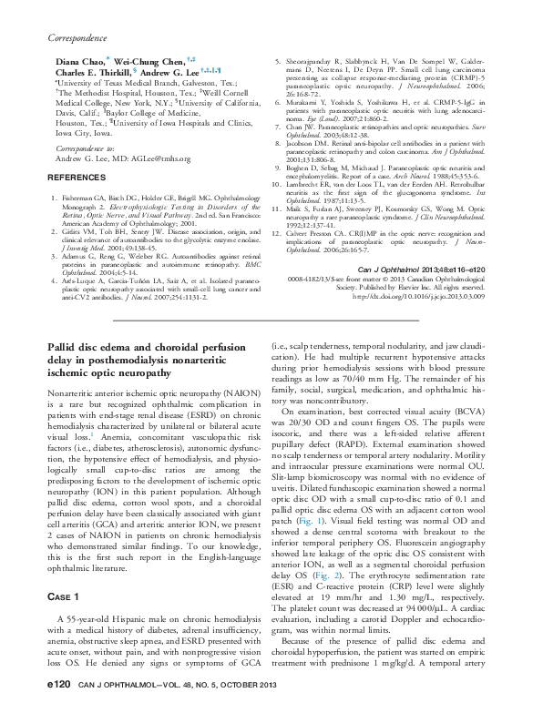 (PDF) Pallid disc edema and choroidal perfusion delay in ...
