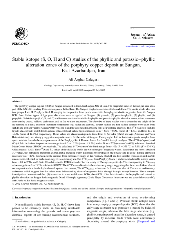 (PDF) Stable isotope (S, O, H and C) studies of the phyllic and ...