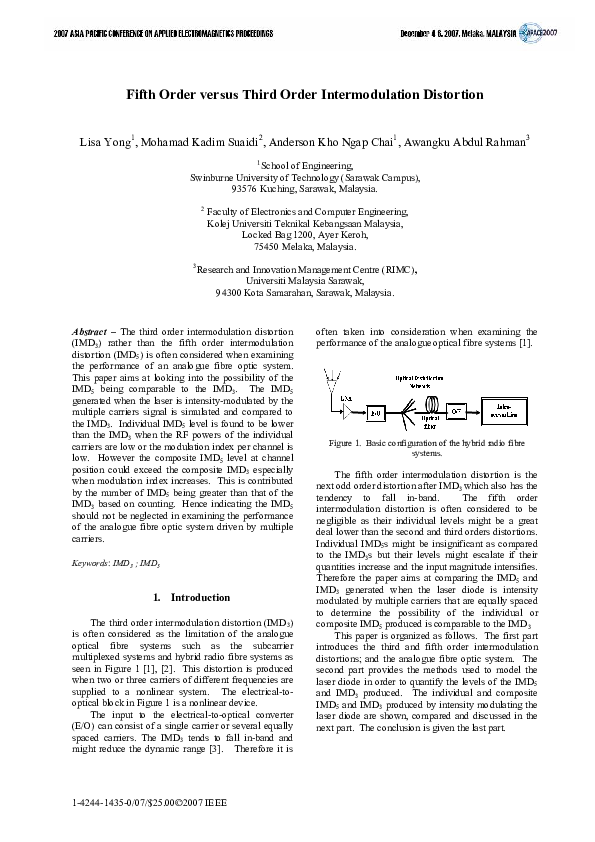 Pdf Fifth Order Versus Third Order Intermodulation Distortion