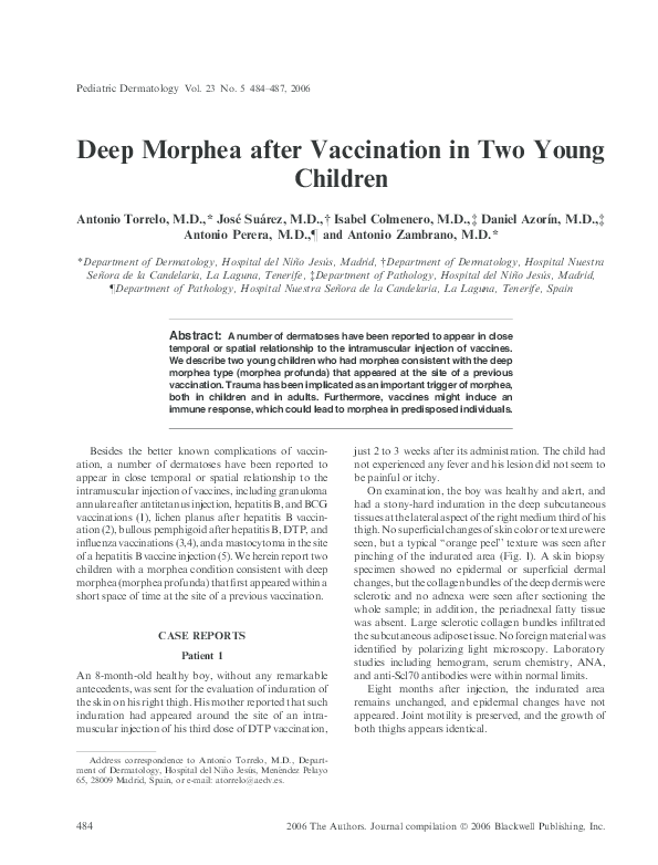 (PDF) Deep Morphea after Vaccination in Two Young Children