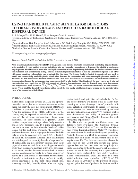 (PDF) Using handheld plastic scintillator detectors to triage ...