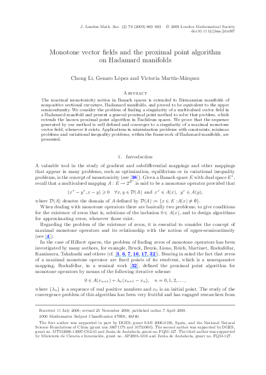 Pdf Monotone Vector Fields And The Proximal Point Algorithm On