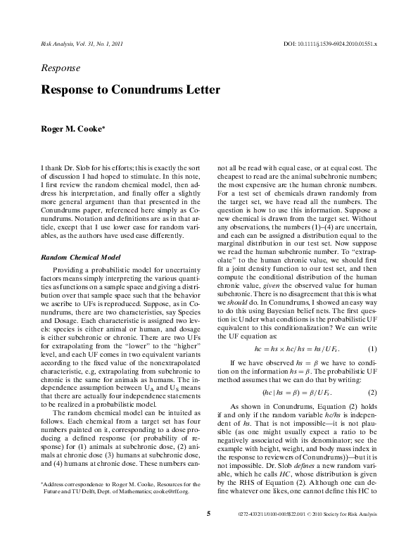 (PDF) Response to Conundrums Letter