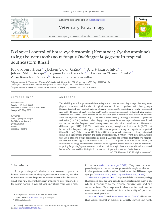 (PDF) Biological control of horse cyathostomin (Nematoda ...