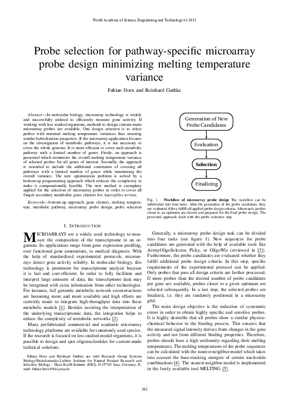 (PDF) Probe selection for pathway-specific microarray probe design minimizing melting ...