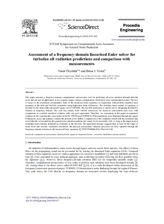 Pdf Assessment Of A Frequency Domain Linearised Euler Solver For