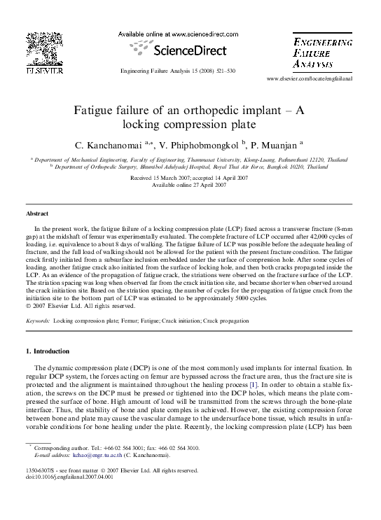 (PDF) Fatigue failure of an orthopedic implant – A locking compression ...