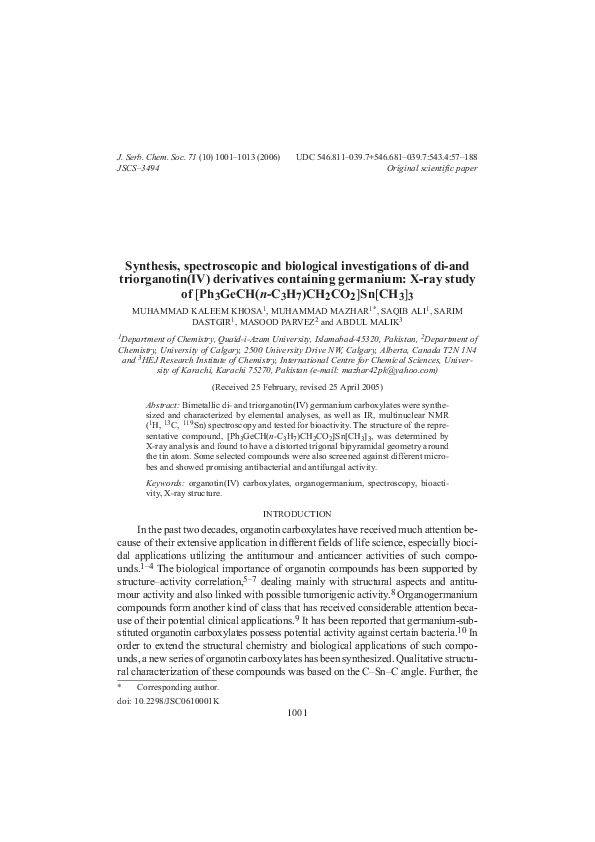 (PDF) Synthesis, spectroscopic and biological investigations of di-and ...