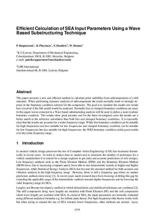 Pdf Efficient Calculation Of Sea Input Parameters Using A Wave Based