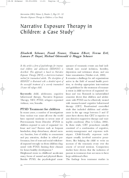 (PDF) Narrative exposure therapy in children : a case study