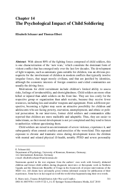 (PDF) The Psychological Impact of Child Soldiering