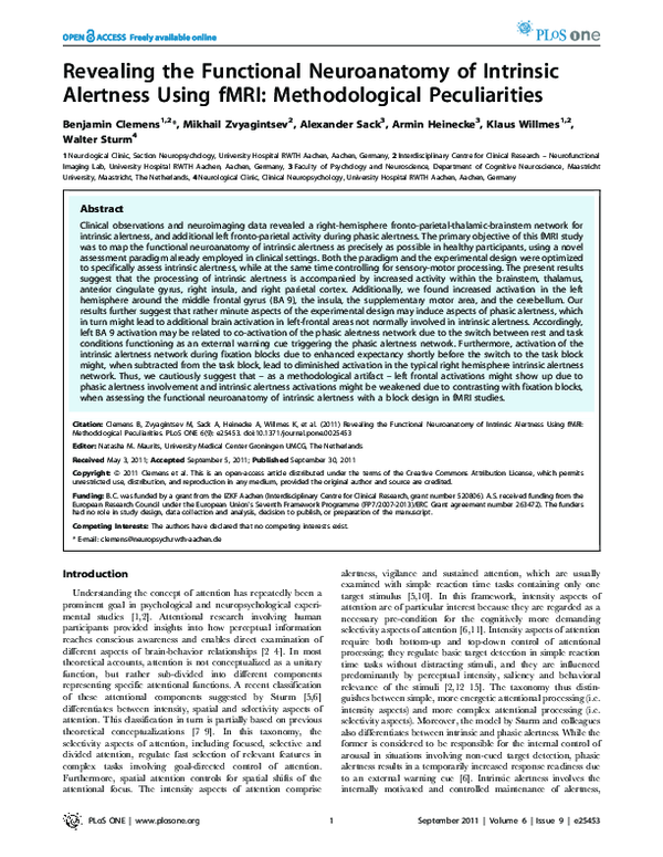 (PDF) Revealing the Functional Neuroanatomy of Intrinsic Alertness ...