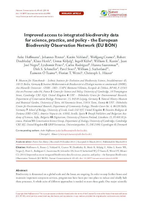 Pdf The Need For An Integrated Biodiversity Policy Support Process Building The European