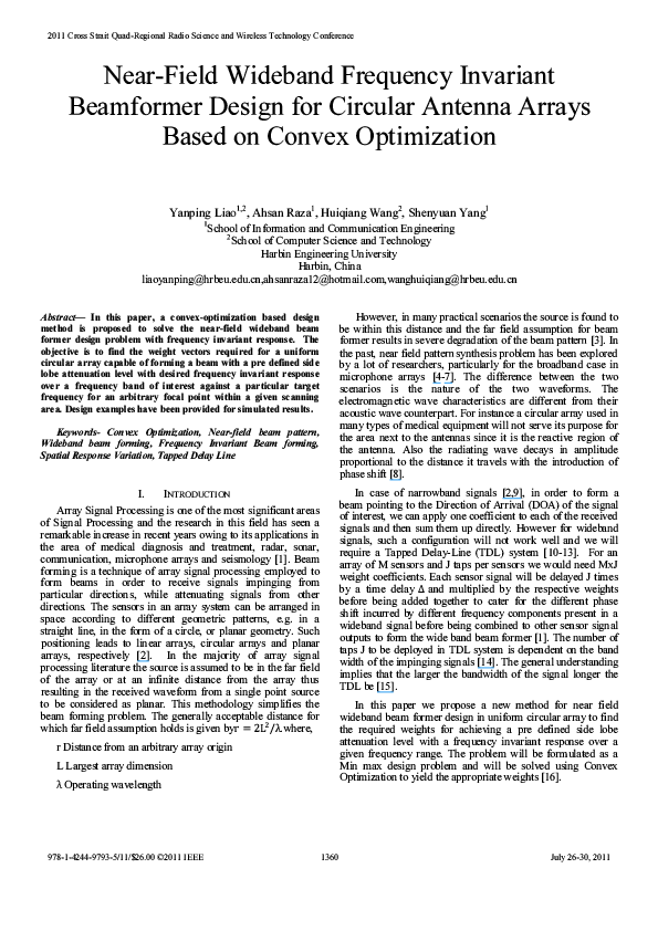 (PDF) Near-field wideband frequency invariant beamformer design for ...