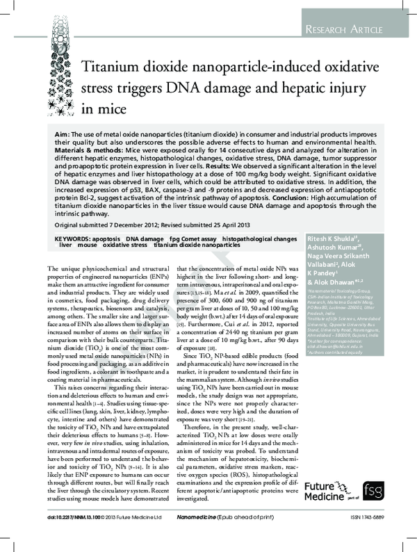(PDF) Titanium dioxide nanoparticle-induced oxidative stress triggers ...