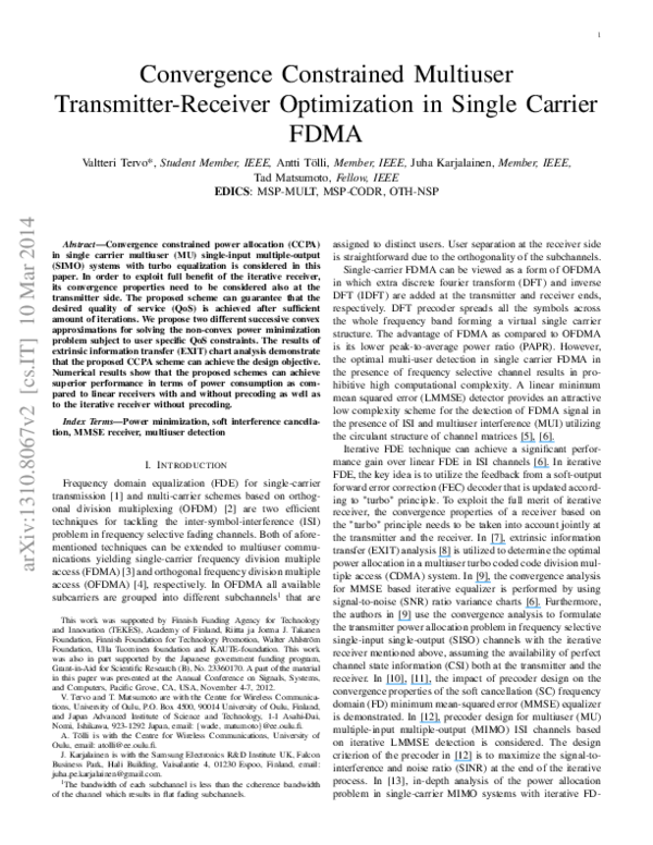 (PDF) Convergence Constrained Multiuser Transmitter-Receiver ...