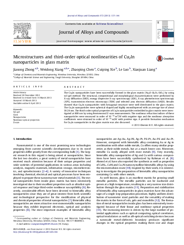 (PDF) Microstructures and third-order optical nonlinearities of Cu2In ...