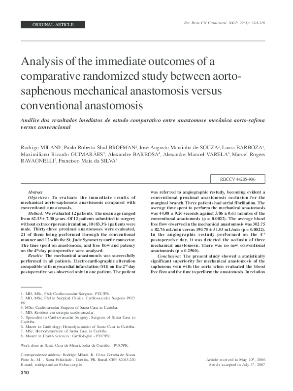 (PDF) Patency Outcomes of Aortic Connectors | Ali Sonel - Academia.edu