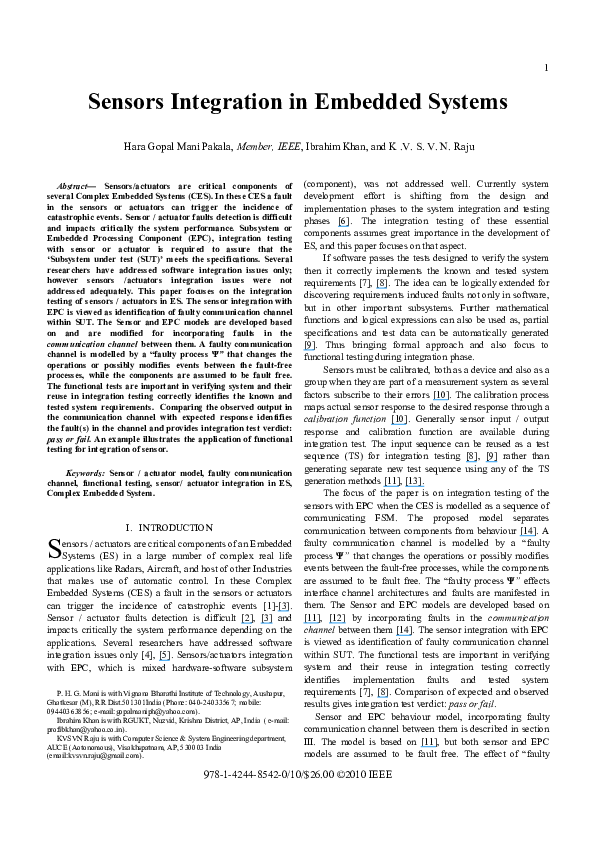 (PDF) Sensors integration in embedded systems