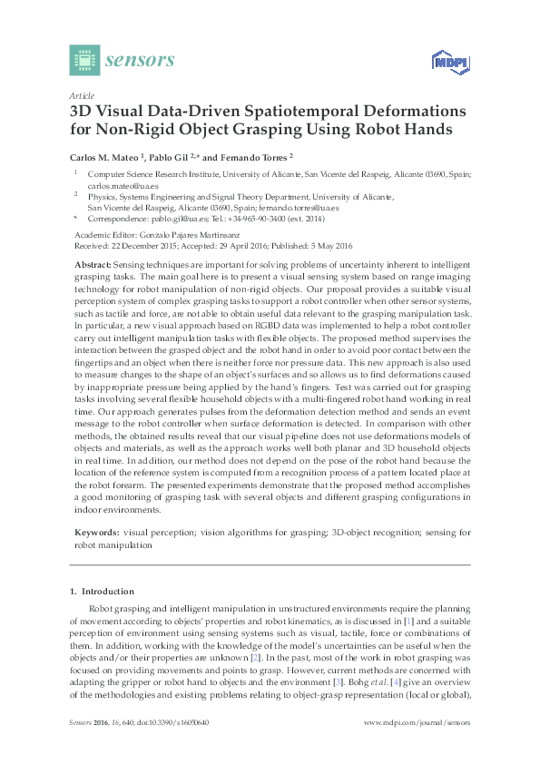 (PDF) 3D Visual Data-Driven Spatiotemporal Deformations for Non-Rigid Object Grasping Using ...