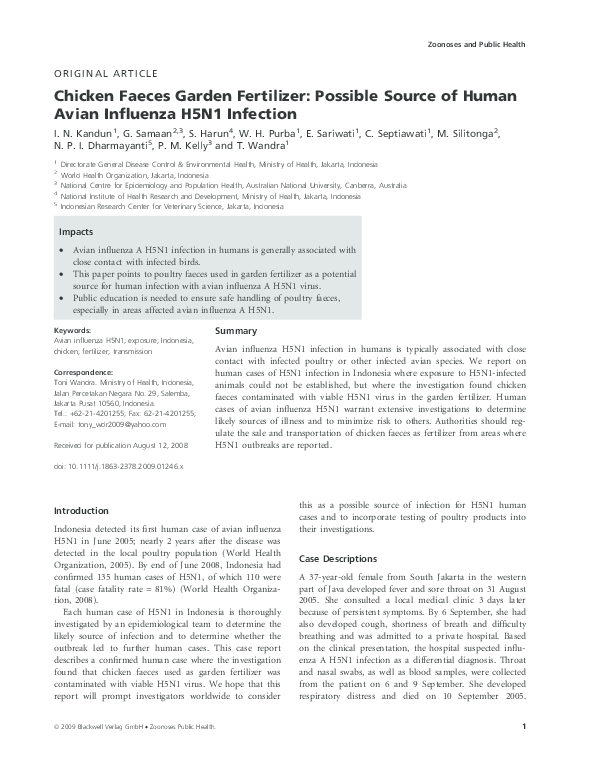 (PDF) Chicken Faeces Garden Fertilizer: Possible Source of Human Avian ...