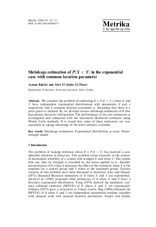 Pdf Shrinkage Estimation Of P X