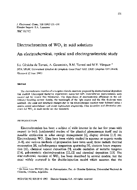 (PDF) Electrochromism of WO3 in acid solutions | Riccardo Torresi ...