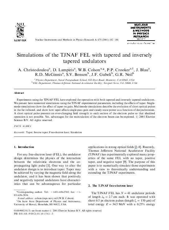 (PDF) Simulations of the TJNAF FEL with tapered and inversely tapered ...
