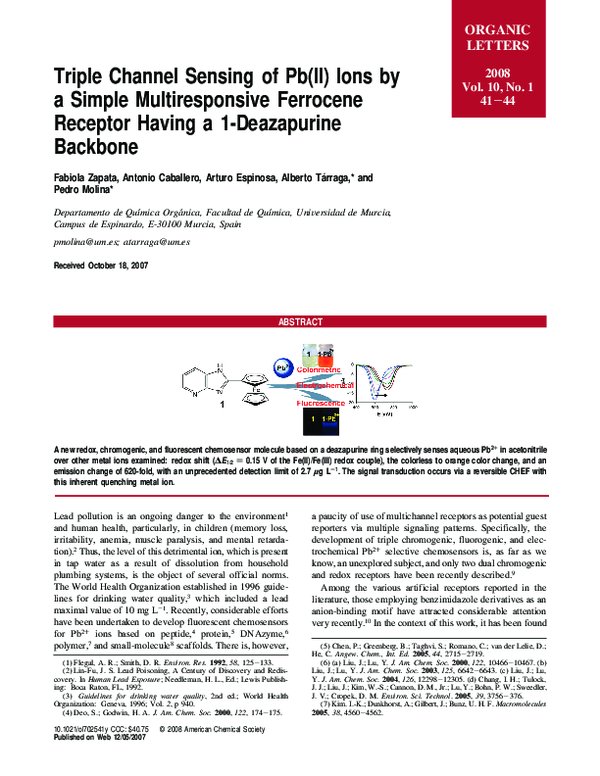 (PDF) Triple Channel Sensing of Pb(II) Ions by a Simple Multiresponsive ...