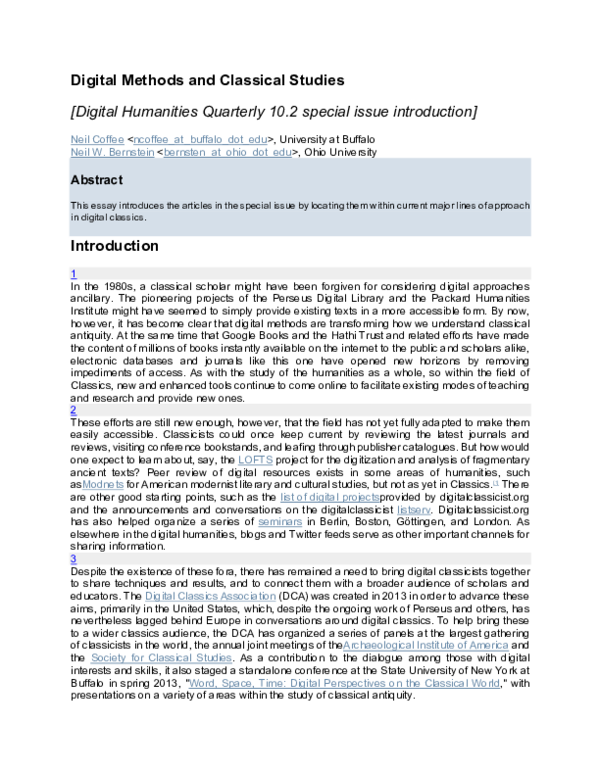 (PDF) Digital Methods and Classical Studies