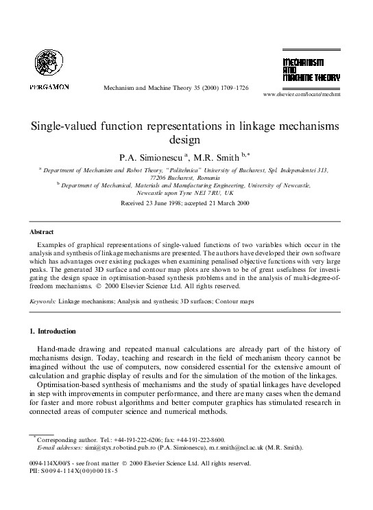 (PDF) Single-valued function representations in linkage mechanisms design