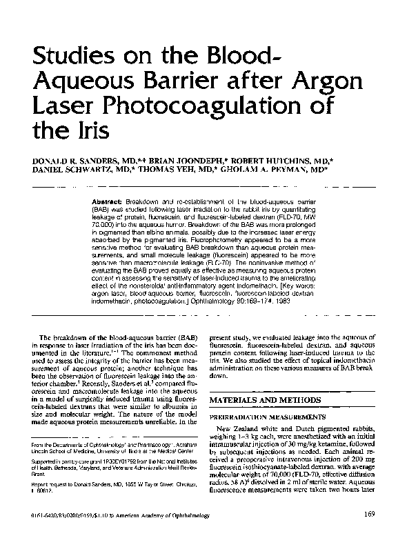 (PDF) Studies on the Blood-Aqueous Barrier after Argon Laser ...