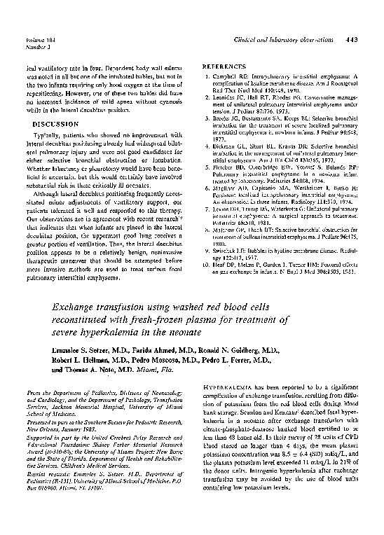 (PDF) Exchange transfusion using washed red blood cells reconstituted ...