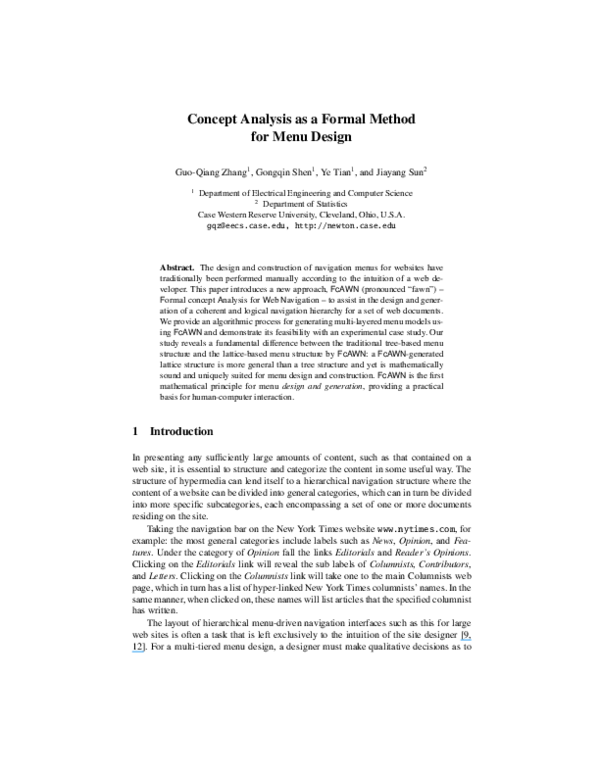 (PDF) Concept Analysis as a Formal Method for Menu Design