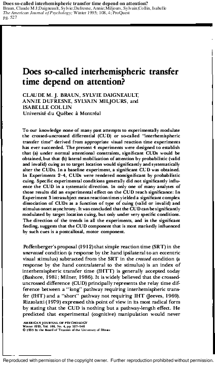 (PDF) Does so-called interhemispheric transfer time depend on attention ...