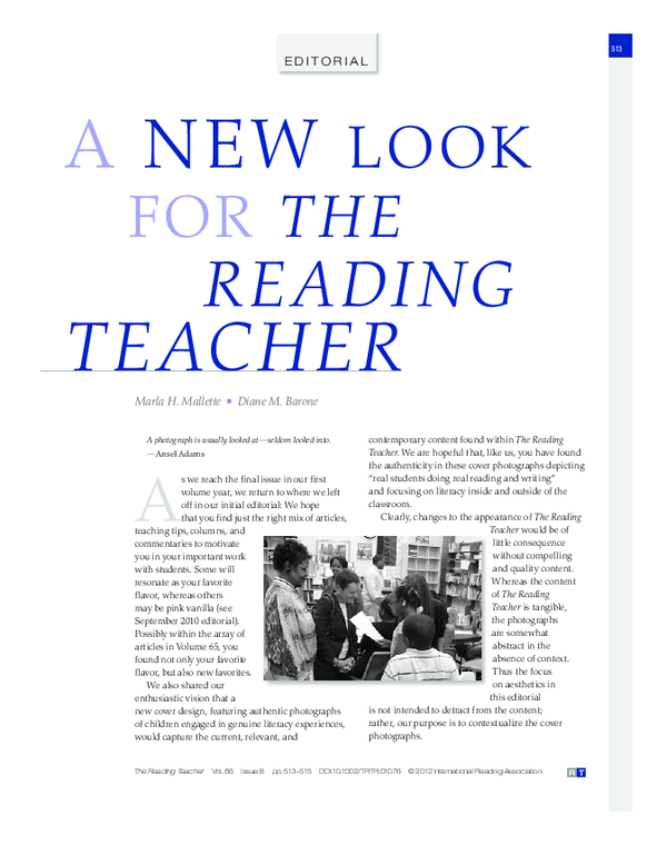 (PDF) A New Look for The Reading Teacher