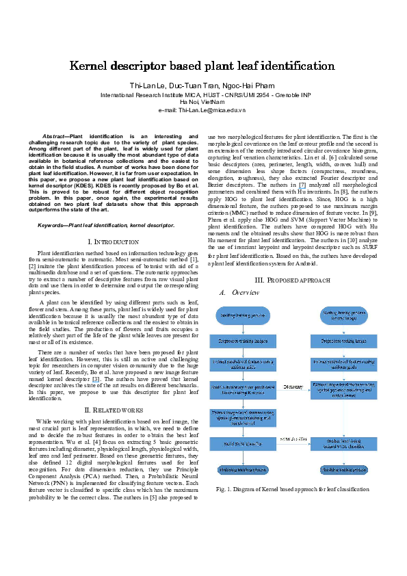 (PDF) Kernel descriptor based plant leaf identification