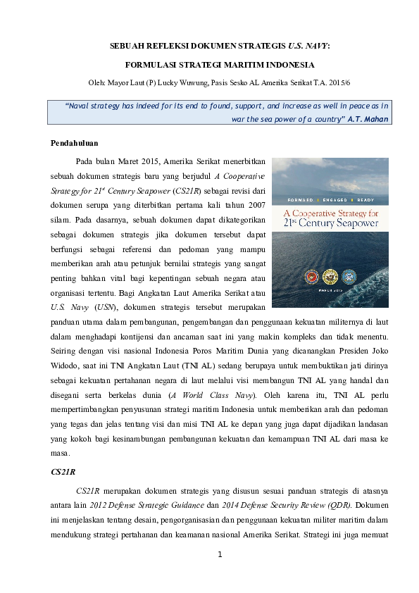 (DOC) SEBUAH REFLEKSI DOKUMEN STRATEGIS U.S. NAVY: FORMULASI STRATEGI ...