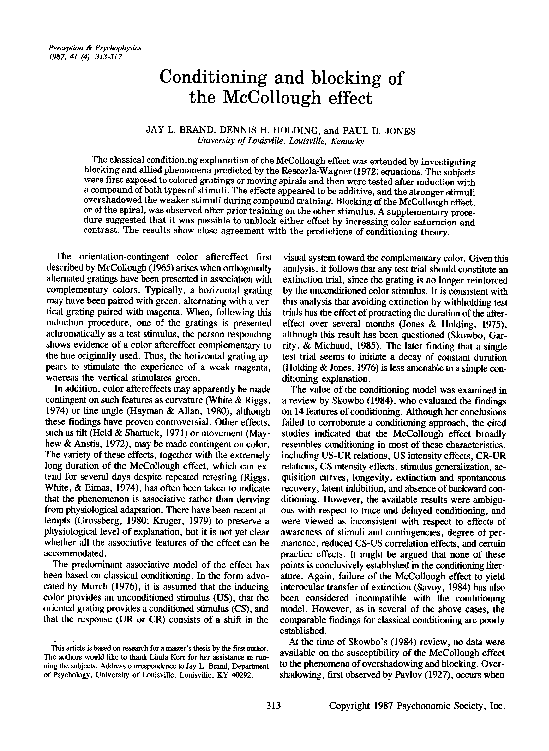 (PDF) Conditioning and blocking of the McCollough effect