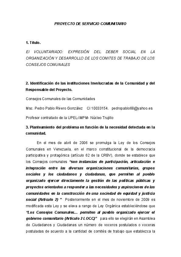 (DOC) PROYECTO DE SERVICIO COMUNITARIO (2)