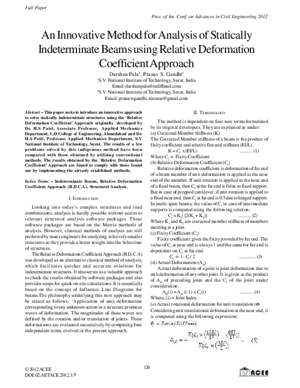 (PDF) An Innovative Method for Analysis of Statically Indeterminate ...