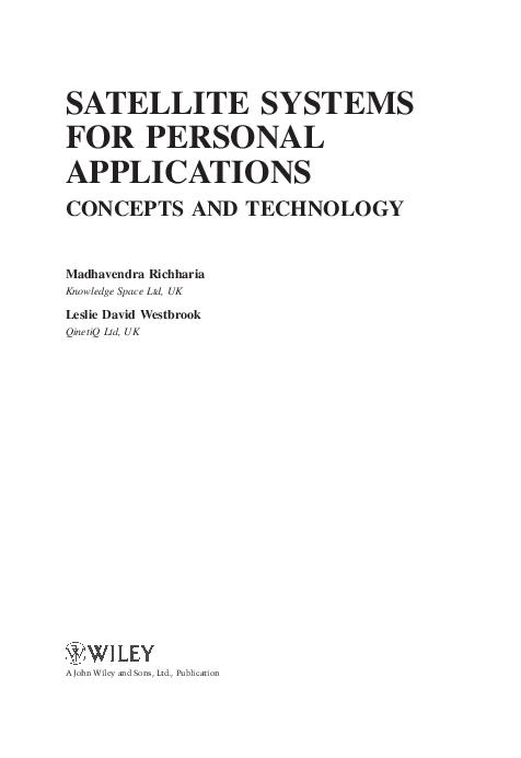 (PDF) SATELLITE SYSTEMS FOR PERSONAL APPLICATIONS CONCEPTS AND TECHNOLOGY