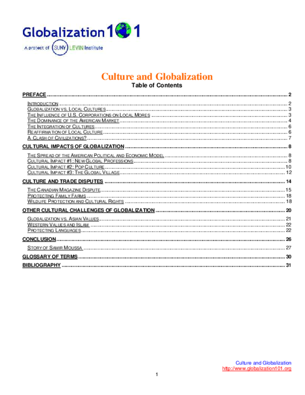 (PDF) Culture and Globalization
