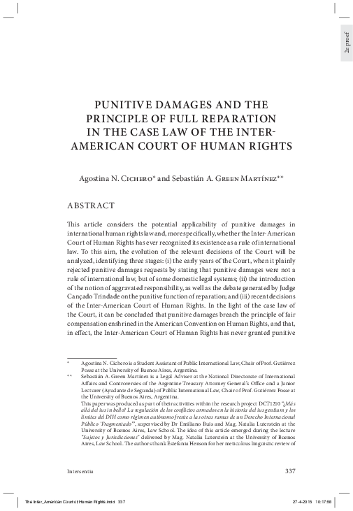 (PDF) Punitive Damages and the Principle of Full Reparation in the Case ...