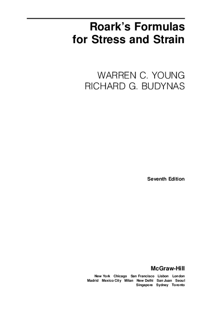 (PDF) Roark's Formulas for Stress and Strain