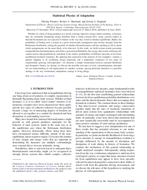 (PDF) Statistical Physics of Adaptation | Robert Marsland - Academia.edu