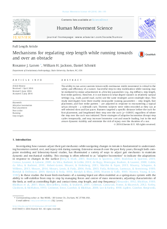 (PDF) Mechanisms for regulating step length while running towards and ...